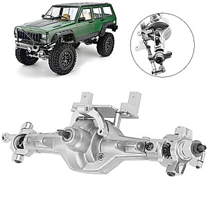 Dilwe RC Car Metal Front Axle Upgrade Part for HSP 94180/RGT 18000 1/10 Crawler-Type Truck Toy Cars, RC Axles CNC Metal RC Axles RC Accessories(Silver)