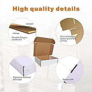 CH-BOX 50 Pack 7x6x2'' Small Shipping Boxes, Corrugated Cardboard Mailers for Business, White (CM762)