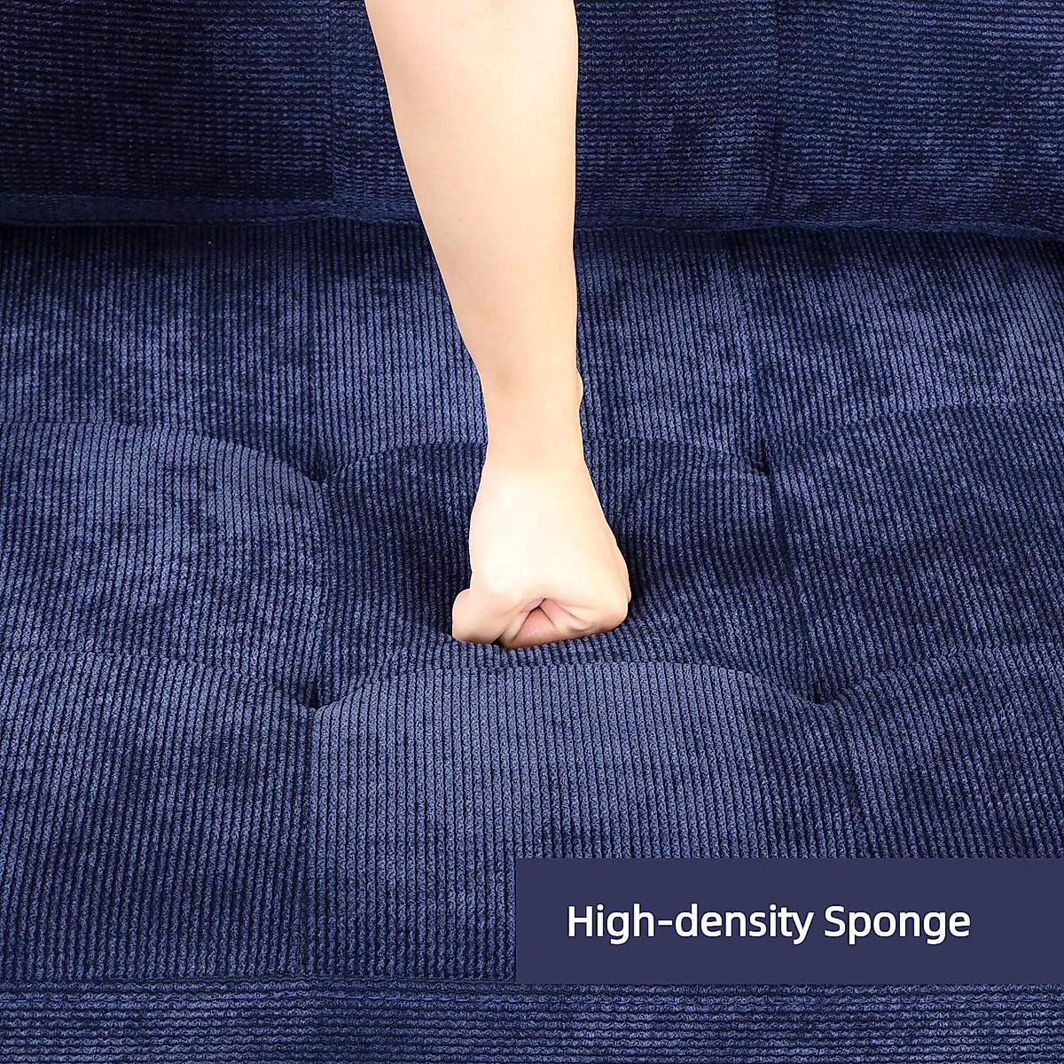 ChicFurnit Sofa Bed,Convertible Sleeper Sofa with Pull-Out Bed & Discreet Wheels,Modern 82.6'' L-Shape Upholstered Couch Bed with Integrated USB Ports and Power Sockets for Living Rooms,Navy Blue