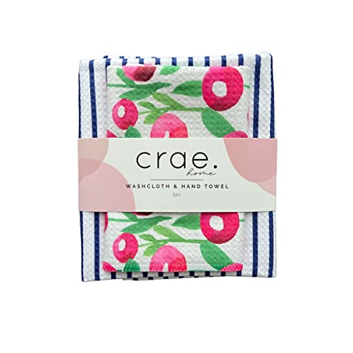 Crae Home Waffle Weave Pattern Microfiber Hand Towel Wash Cloth Set (Indigo/Poppie)