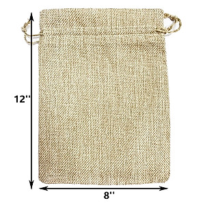 Burlap Bags, 25 Packs 8''x12'' Drawstring Gift Bag Burlap Candy Pouch Party Favor Linen Pockets for Wedding Birthday Party Halloween Thanksgivings Christmas New Year Valentine's Day (8''x12'')
