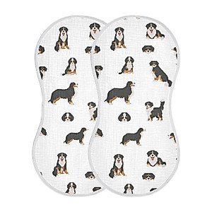 YYZZH Bernese Mountain Dog Muslin Burp Cloths for Baby 2 Pack 100% Cotton Baby Washcloths Bibs for Boy Girl