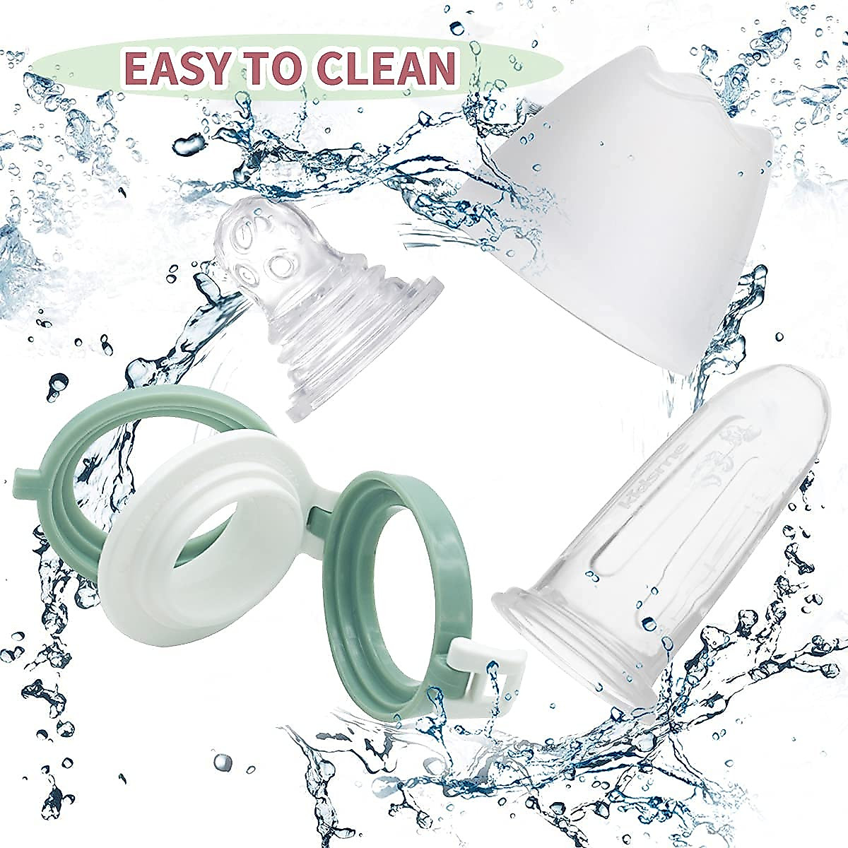 KidsMe 2-in-1 Silicone Baby Squeeze Bottle with Spoon -BPA Free Baby Food Bottle Squeeze Feeder Baby Feeding Supplies Pacifier for Toddlers Infants Babies 4 + Months