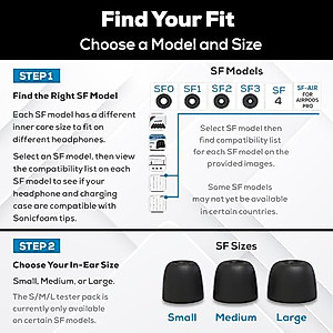 SONICFOAM Memory Foam Earbud Tips - Premium Noise Isolation, Replacement Foam Earphone Tips, 20 Pack for in Ear Headphone Earbuds (SF2 Medium, Black)