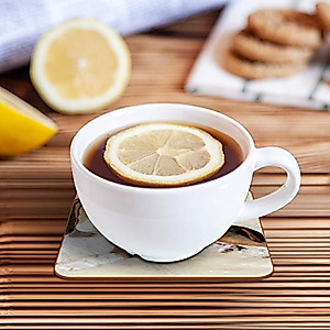 Coasters for Drinks Dog Lay Sleepy Leather Square Mug Cup Pad Mat for Protect Furniture, Heat Resistant, Kitchen Bar Decor, Set of 6