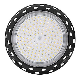 Q QINGCHEN UFO High Bay LED Light 100W 5000K White with US Plug 5 ft Cable LED Warehouse Light, High Bay Shop Light Fixtures for Factory Garage Gym
