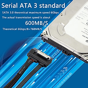 GELRHONR 22Pin SATA Power Extension Cable,22 Pin（7+15） Sata Male to Female Data and Power Combo Extension Cable with Locking Latch,for HDD,SSD,Optical Drives, DVD Burners, PCI Cards-50CM(6Gbps/s)