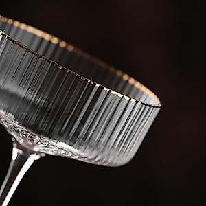 VIFVOR Coupe Glasses Set of 6, Cocktail Glasses 10 oz Classic Old Styling Martini Glass Set with Gift Box Packaging Elegant Hand Blown Martini Glasses for Cocktail, Champagne, Bar and Gift