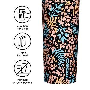 Corkcicle Insulated Canteen Travel Water Bottle, Triple Insulated Stainless Steel, Easy Grip Straw Mouth, Keeps Beverages Cold for 25 Hours or Warm for 12 Hours, 20oz, Radiant Garden