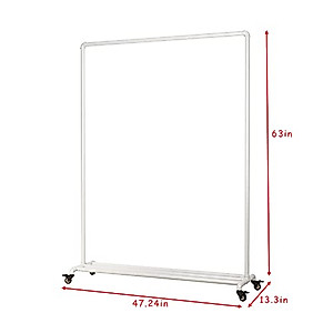 FONECHIN Industrial Clothing Rack on Wheels, Boutique Display Clothes Rack with Shelf, Rolling Garment Rack for Retail Use (White)