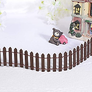 OUNONA Miniature Garden Fence Wooden Picket Fence Border Bonsai Fairy Garden Decoration Ornament (Coffee)