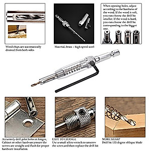 Eagles 4PCS Self centering Hinge Drill Bits for Door Cabinet + 5PCS HSS Woodworking Countersink Drill Bit Set with Free Wrench for Pilot Holes