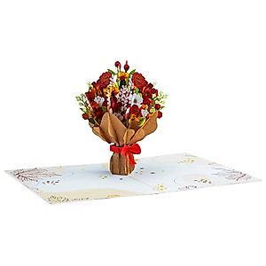 Paper Love Flower Bouquet Pop Up Card, Handmade 3D Popup Greeting Cards, For Fall Season, Birthday, Thanskgiving, Anniversary, Wedding, Get Well, All Occasion or Just Because | 5" x 7" Includes