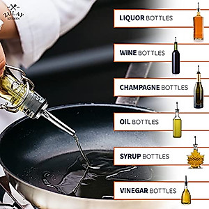Zulay 4 Pack Stainless Steel Liquor Pourers with Rubber Dust Caps - Tapered Spout Liquor Bottle Pourers for Alcohol - Pour Spout For Liquor Bottles, Olive Oil Dispensers, Syrup, Vinegar, Juice
