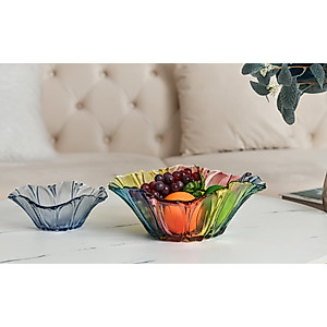 YITONGDA 2-Pack,11.8-inch 7.5-inch,Colorfu Glass Fruit Bowl,Candy Bowl,Snacks Bowl,Salad and Vegetables Bowl for Home and Kitchen,Country Style
