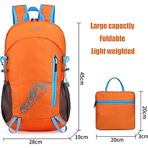 Hiking Daypack foldable backpack for travel lightweight Camping Day Pack, Vacation Shoulder Bag, Daypacks Casual Bag (orange)