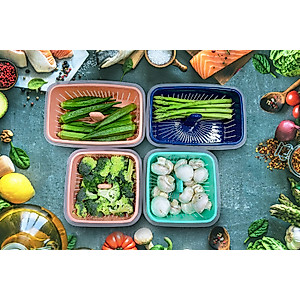 shopwithgreen 50oz Berry Keeper Container, Fruit Produce Saver Food Storage Containers with Removable Drain Colanders, Vegetable Fresh Keeper Set | Refrigerator Organizer