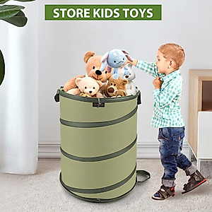 YUDI & GARDEN Hard Bottom 45 Gallon-Collapsible Garden Bag,Collapsible Trash Can,Pop Up Trash Can for Camping,Pop Up Garbage Can,Pop Up Leaf Barrel,Reusable Yard Waste Bags for Patio,Leaf,Lawn,Camp