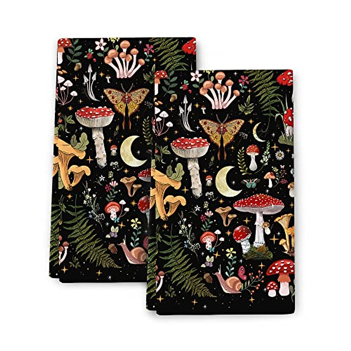 Bapcoku Kitchen Towels Decorative Set Absorbent Dish Towels for Kitchen Farmhouse Home Decor (Mushroom Moth, 16x24 inch)