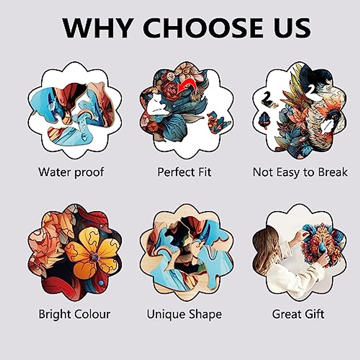 2PCS Wooden Jigsaw Puzzles, Sun and Moon Jigsaw Puzzles for Adults, Unique Shape Wood Cut Puzzles, Best Gift for Adults and Kids,11.8x11.8in