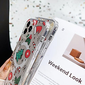 Skyseaco for iPhone 13 Pro Max Case Compatible with MagSafe, Christmas Candy Elk Christmas Tree Pattern, Full Camera Lens Protective Soft and Hard PC Shockproof Case - Christmas Style 01 / Clear
