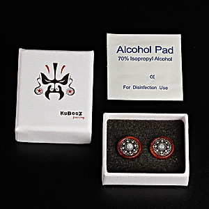 KUBOOZ(1 Pair Gauges for Ears Vintage Wood Opal Center Flower Ear Plugs Flesh Tunnels Earrings Stretcher Piercings 0G(8mm) 1 Inch(25mm)