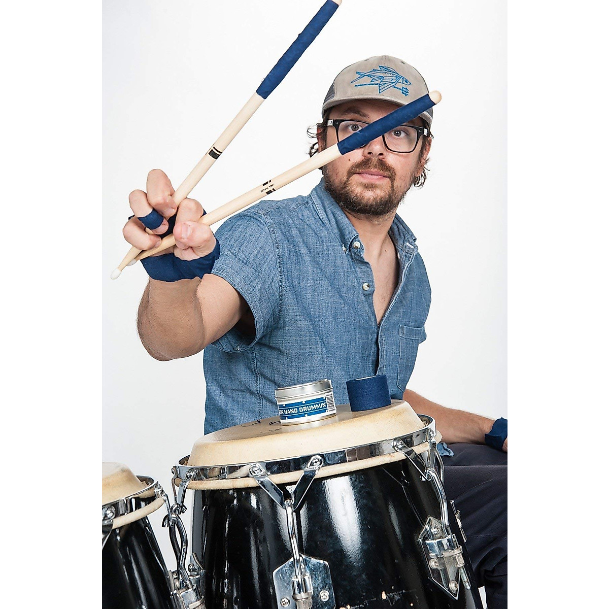 Eucatape Eucalyptus Infused Hand Drumming Tape - Helps Protect Hands from Blisters Cuts Dry Skin, Better than Drum Gloves for Drum Sets Sticks Percussion (1 Pack, Navy)