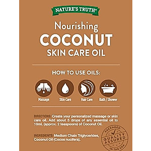 Nature's Truth Coconut Oil Liquid for Skin | 4 oz | Unscented Base Oil | Paraben Free