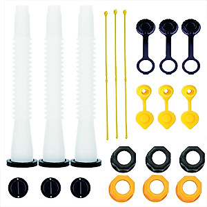 6 Pack Gas Can Spout Replacement Old Style with Pour Nozzle Vent Cap Drill Bit Gaskets Screw Cap Universal fit Most of Fuel Water Container 1 2 5 10 Gallon Tank