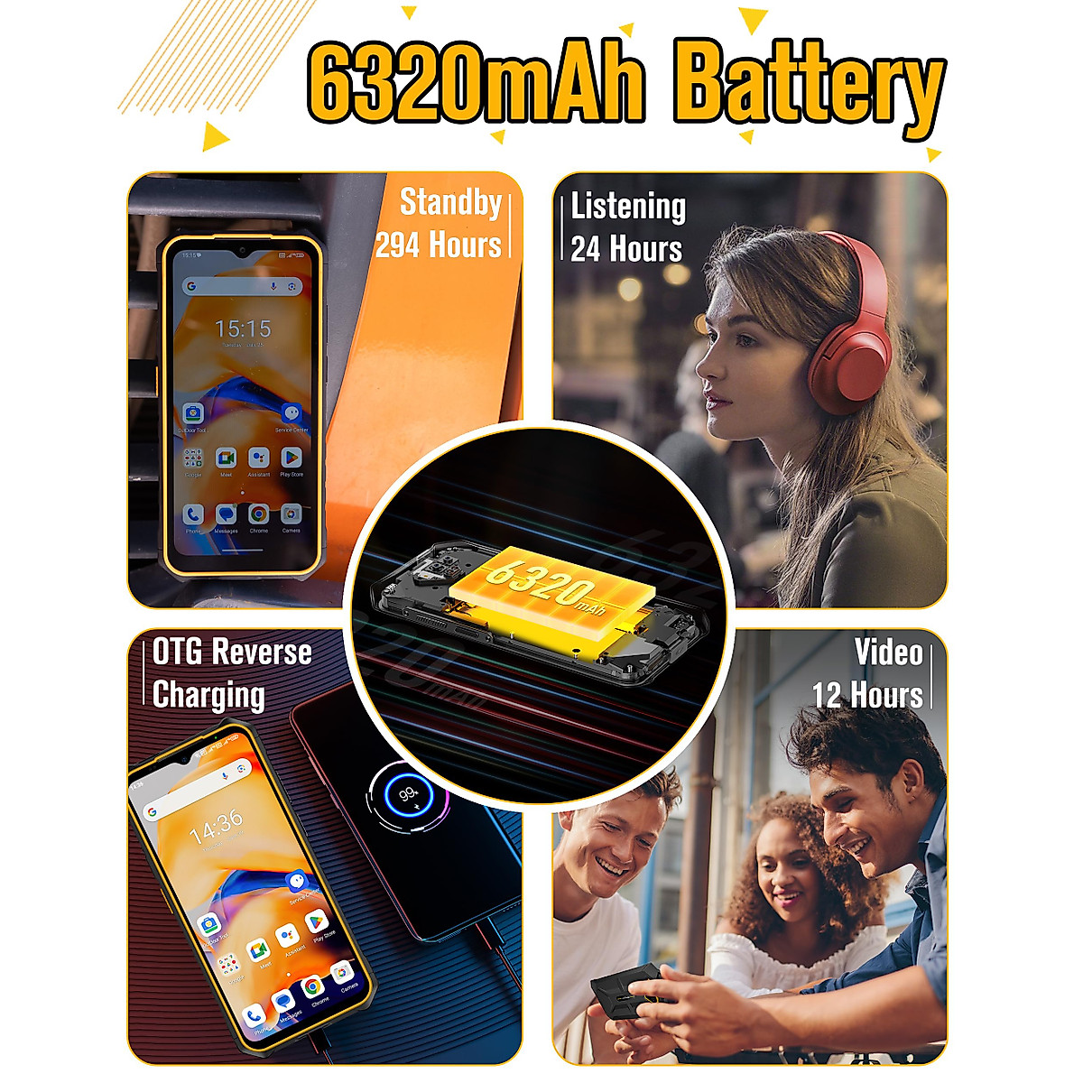 Ulefone Armor X13 Rugged Phones 2023, 50MP Rear Camera, 24MP Night Vision Camera, Up to 12GB RAM, 64GB ROM, 6320mAh, Android 13, IP68/IP69K Unlocked Smartphone, 4G LTE Cell Phone (Black)