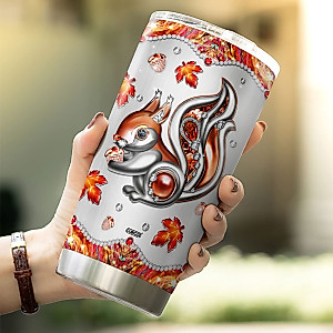 CUBICER Personalized Coffee Tumbler Squirrel Jewelry Style Custom Name Birthday Gifts For Women Girls Mom Teens Kids Insulated Cup Travel Mug With Lid Cute Stainless Steel Cups