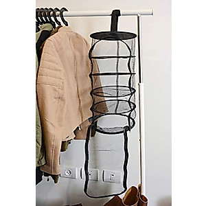 9 Inch 5 Level Micro Hanging Dry Net Indoor/Closet Drying Rack for Herbs, Plants, Organizer, Freshner - Black Mash Screen with Top-to-Bottom Zipper - Apartment Size with Zipped Storage Pouch