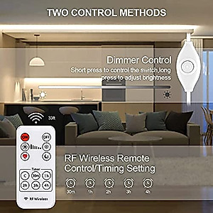 Under Cabinet Lights LED Strip Lighting for Kitchen 13ft Dimmable Under Counter Lighting with Remote Control and Adapter, Timing Warm White Strip Lights for Closet Bookshelf Bedroom - 2400LM, 3000K