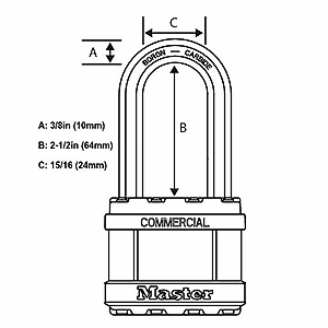 Master Lock Magnum Padlock - 2" W x 2-1/2"L Shackle, Eight (8) Keyed Alike Locks M5NKALJSTS-8 w/BumpStop Technology