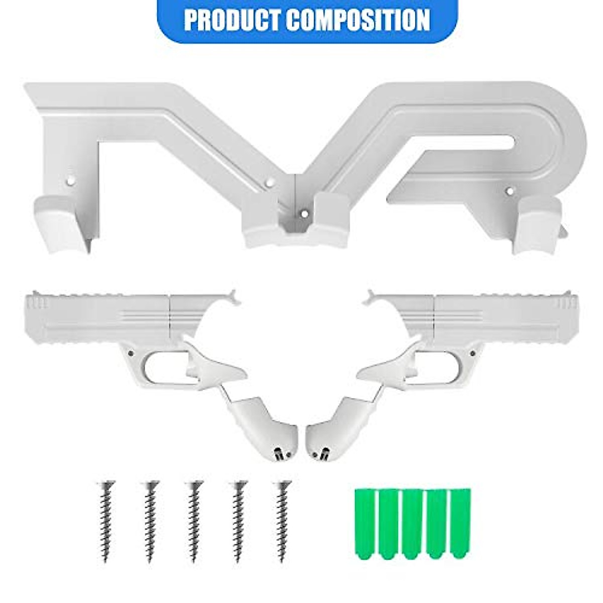 Esimen VR Headset Wall Mount Storage Stand Hook for Oculus Quest 2 Grip Game Gun Pistol Case(White)