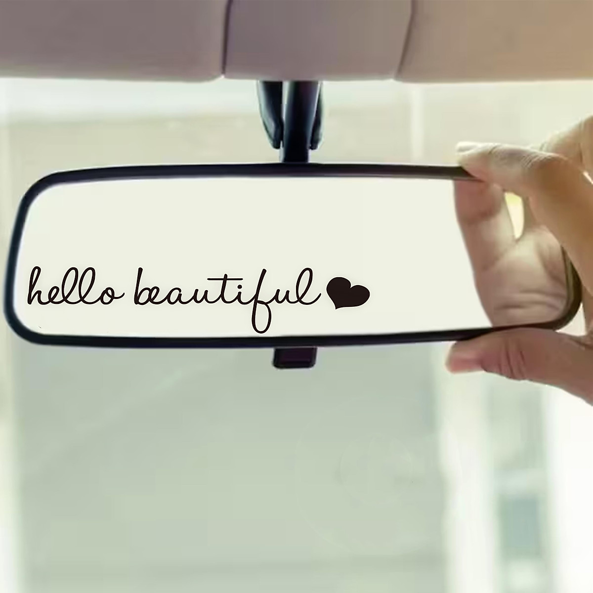3x Hello Beautiful Rearview Mirror Decal,Vinyl Car Decals For Women,Vanity Mirror Stickers,Girl Car Decal Gifts,Car Window Decal,Car Mirror Sticker,Car Window Decal, Self Affirmations Decal
