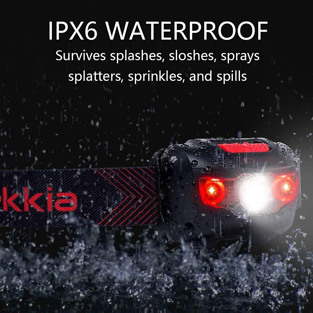 Vekkia Ultra Bright LED Headlamp-5 Lighting Modes,White & Red LEDs Head Lamp, Camping Accessories Gear. IPX6 Waterproof Headlight for Running,Cycling,Fishing,Hiking,Repairing. Batteries Included