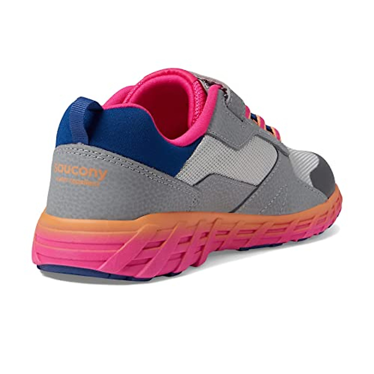 Saucony Wind Shield A/C Sneaker, Grey/Pink/Navy, 1.5 US Unisex Big Kid