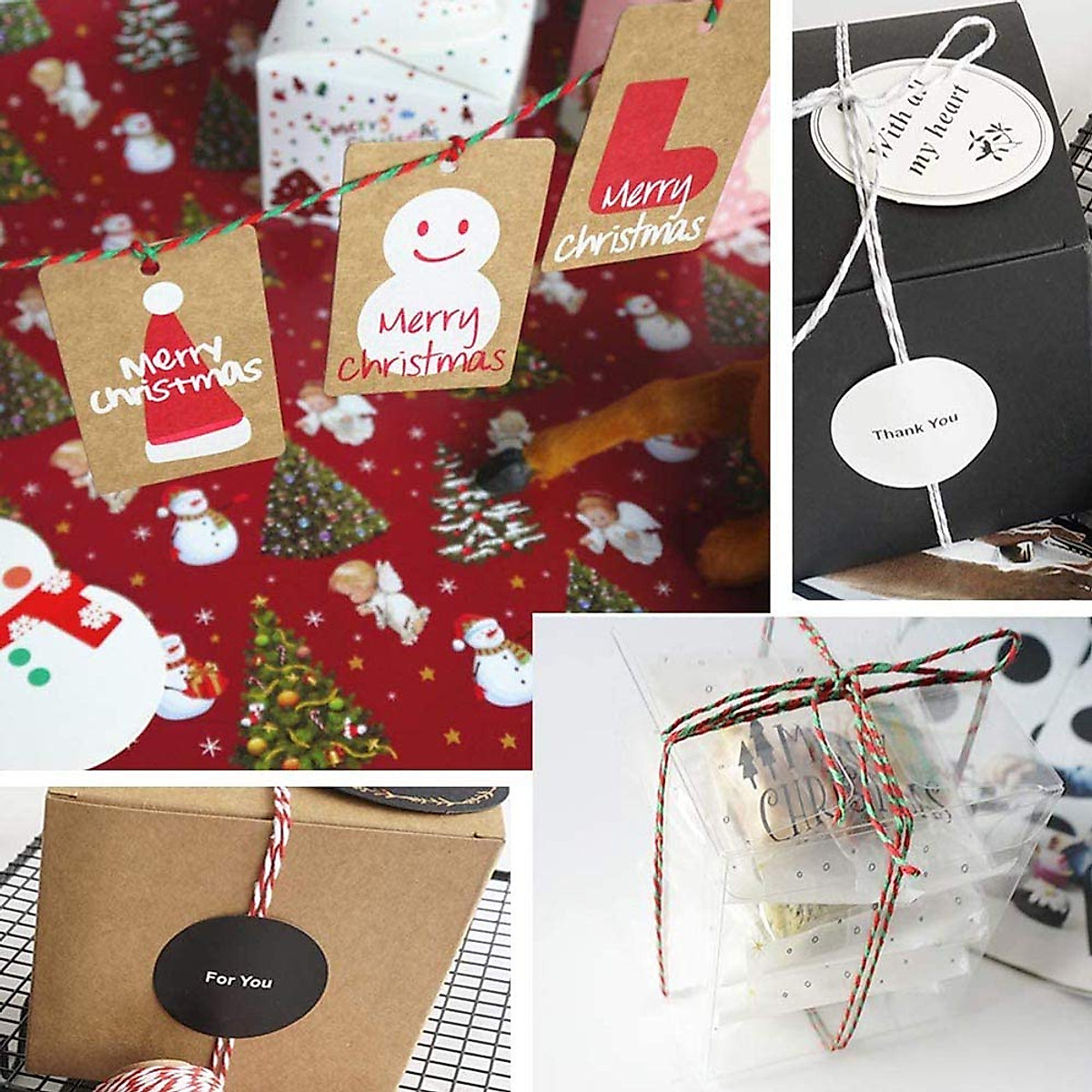 Cotton Twine Green Red and White Baker String 2mm Thick 328 Feet Christmas Twine for Gift Wrapping DIY Crafts Home Decoration Gardening