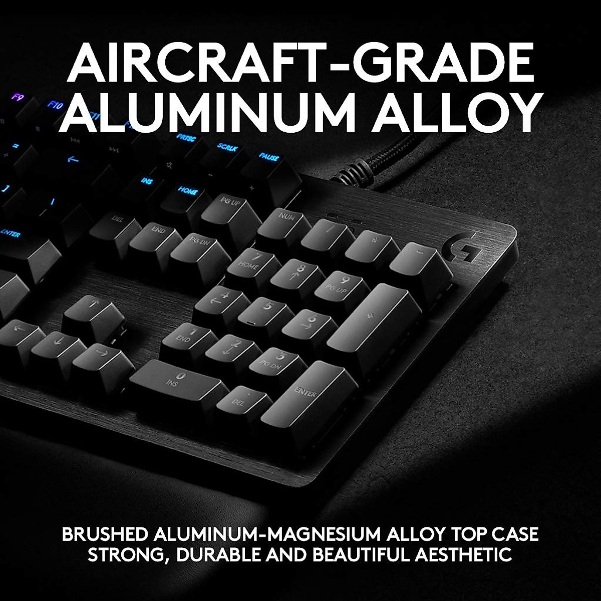 Logitech G513 Carbon LIGHTSYNC RGB Mechanical Gaming Keyboard with GX Brown Switches, Memory Foam, USB Pass-Through Port, Aircraft-Grade 5052 Aluminum Top Case - Tactile (Renewed)