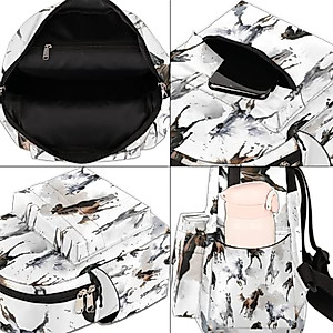 TropicalLife Horses White And Dark Brown Small Backpack for Women Girls, Mini Backpack Travel Casual Backpack Purse Satchel Daypack