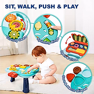 TOY Life Baby Push Walkers and Standing Activity Center, Sit to Stand Walker for Baby Boy Girl, 2 in 1 Push Toys for Babies Learning to Walk, Music Walking Toys for Babies Infants 6-12 Months(Green)