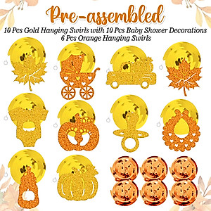 Pumpkin Baby Shower Decorations A Little Pumpkin is on The Way Banner Glitter Orange Baby Shower Hanging Swirls Party Decoration Fall Pumpkin Thanksgiving Theme Gender Reveal Birthday Party Supplies