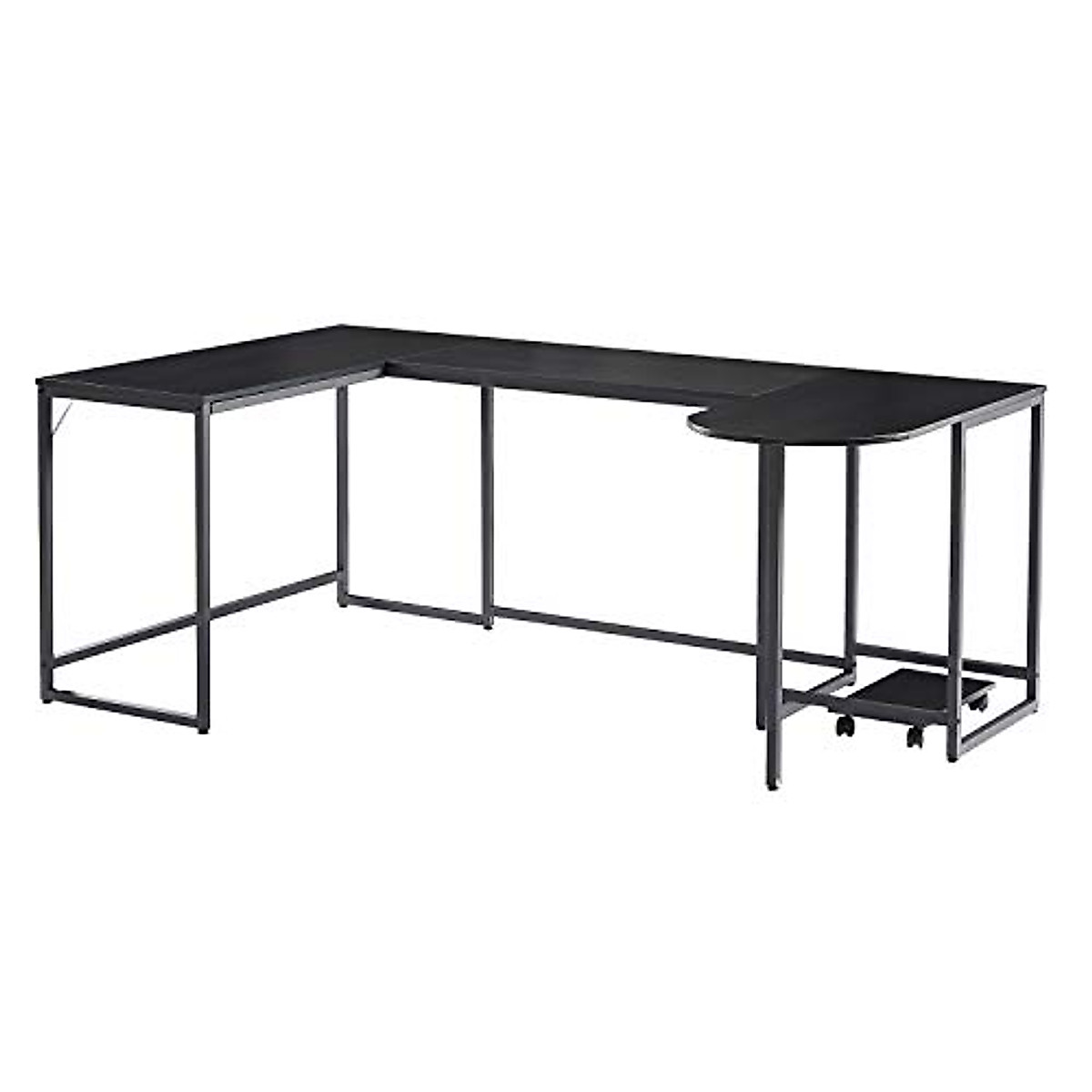 Merax U-Shaped Computer, Industrial Corner Writing CPU Stand, Gaming Table Workstation Home Office Desk, 78.7" L x 47" W x 30.1" H, Black