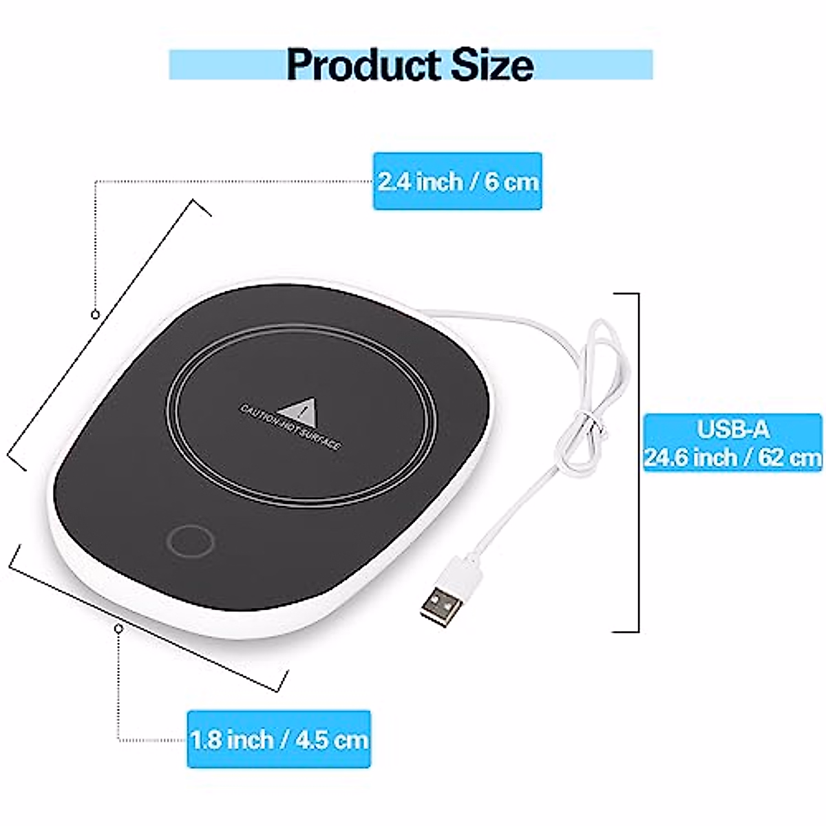 ZIHHO Coffee Mug Warmer, Black Cup Warmer Tea Milk Water Beverage Drink Candle Warmer Electric Plate with Auto Shut Off Smart Temperature Heating Control at 131℉/55℃ for Desk Office Home Use as Gift