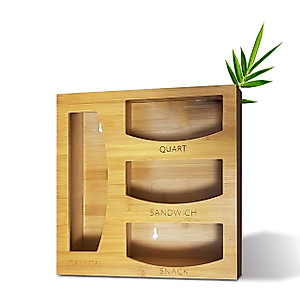 MAGOR ziplock bag Storage organizer for Kitchen Drawer, Bamboo Baggie holder and Storage bag organizer Compatible with Gallon, Quart sandwich and snacks variety size bags (1Box 4 Slots),ZBS 2022