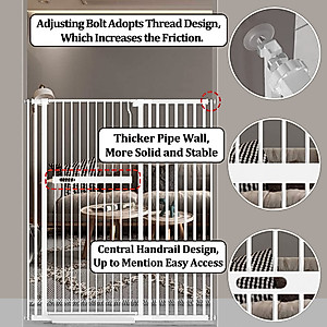 AIKSSOO 55.11" Extra Tall Cat Gate 42.91-45.66" Wide Safety White Metal Gate Pressure Mount Walk Through Swing Auto Close Pet Gate Toddler Dog Pet Cat for Indoor Stairs Doorways Kitchen