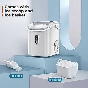 AGLUCKY Nugget Ice Maker Countertop, Portable Pebble Ice Maker Machine with Self-Cleaning Function,35lbs/24H,One-Click Operation,Pellet Ice Maker for Home/Kitchen/Office(White)