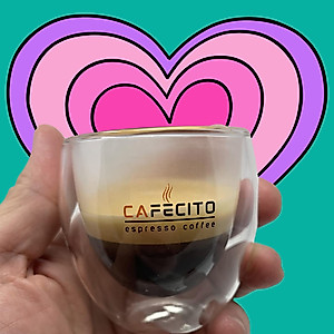 Cafecito Espresso Coffee Cafecito Double Wall Espresso Glass Cups | 80ml Espresso Shot Glass Cups Set of 2 Shot Cups Set