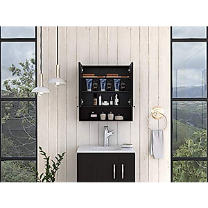 FM FURNITURE Ozark 24" Mirrored Medicine Cabinet with Shelf & Closed Storage for Bathroom